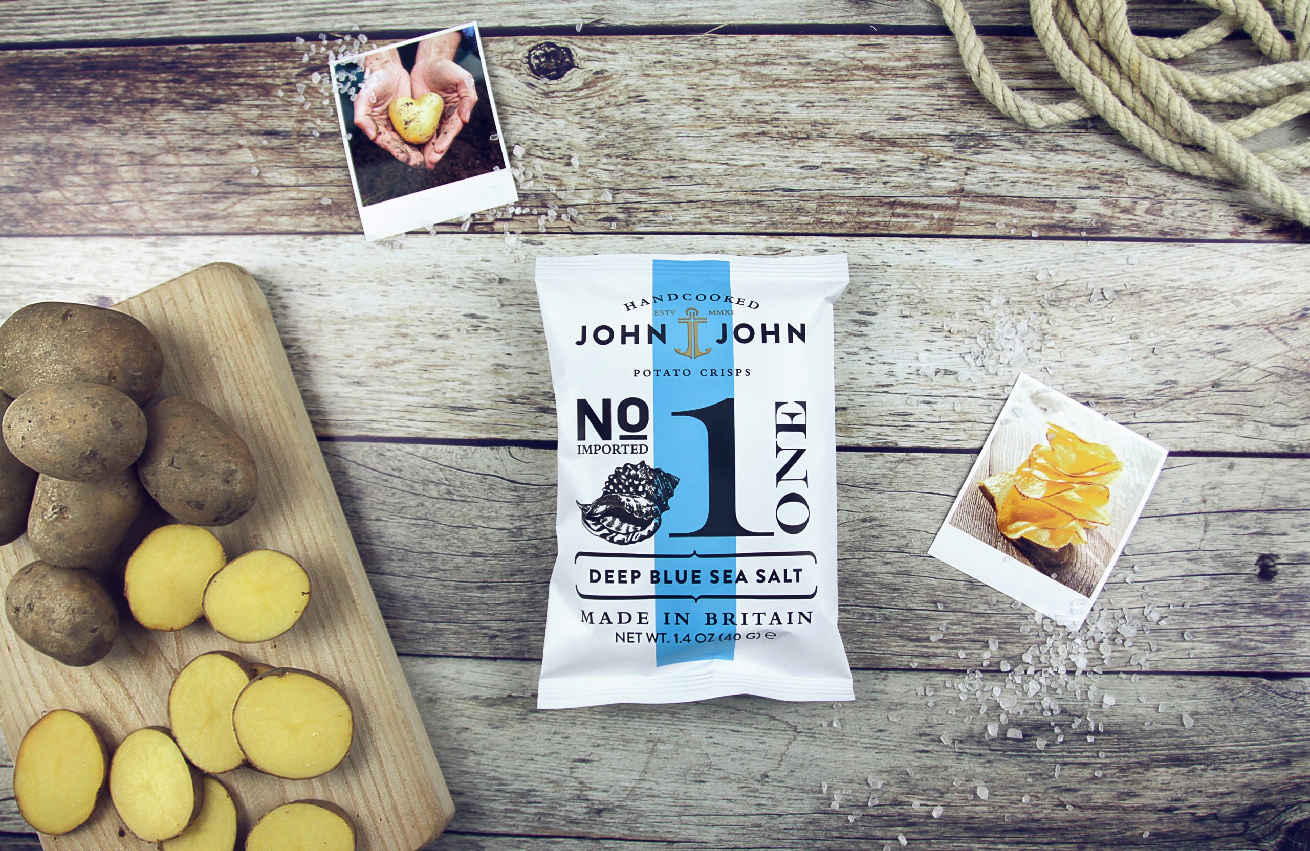 Naturalne chipsy John&John - No.1 DEEP BLUE SEA SALT 40g. - Unipack.pl