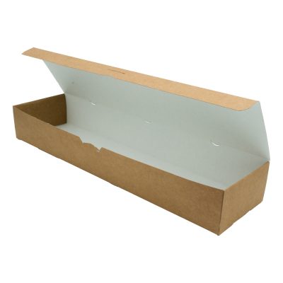 Pudełko kartonowe na zapiekankę brązowo-białe 42x11x6 cm - Unipack.pl